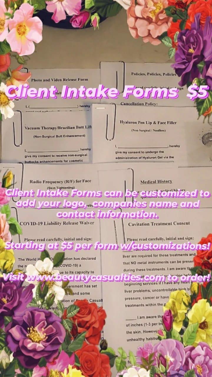Client Intake Forms | Beauty Casualties Body Sculpting, Enhancements ...